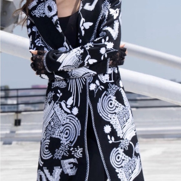 Adore | Sweaters | Adore Black And White Floral Jacket | Poshmark